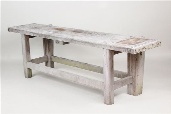 Large | Weathered Butcher Block Work Bench Potting Table | MutualArt