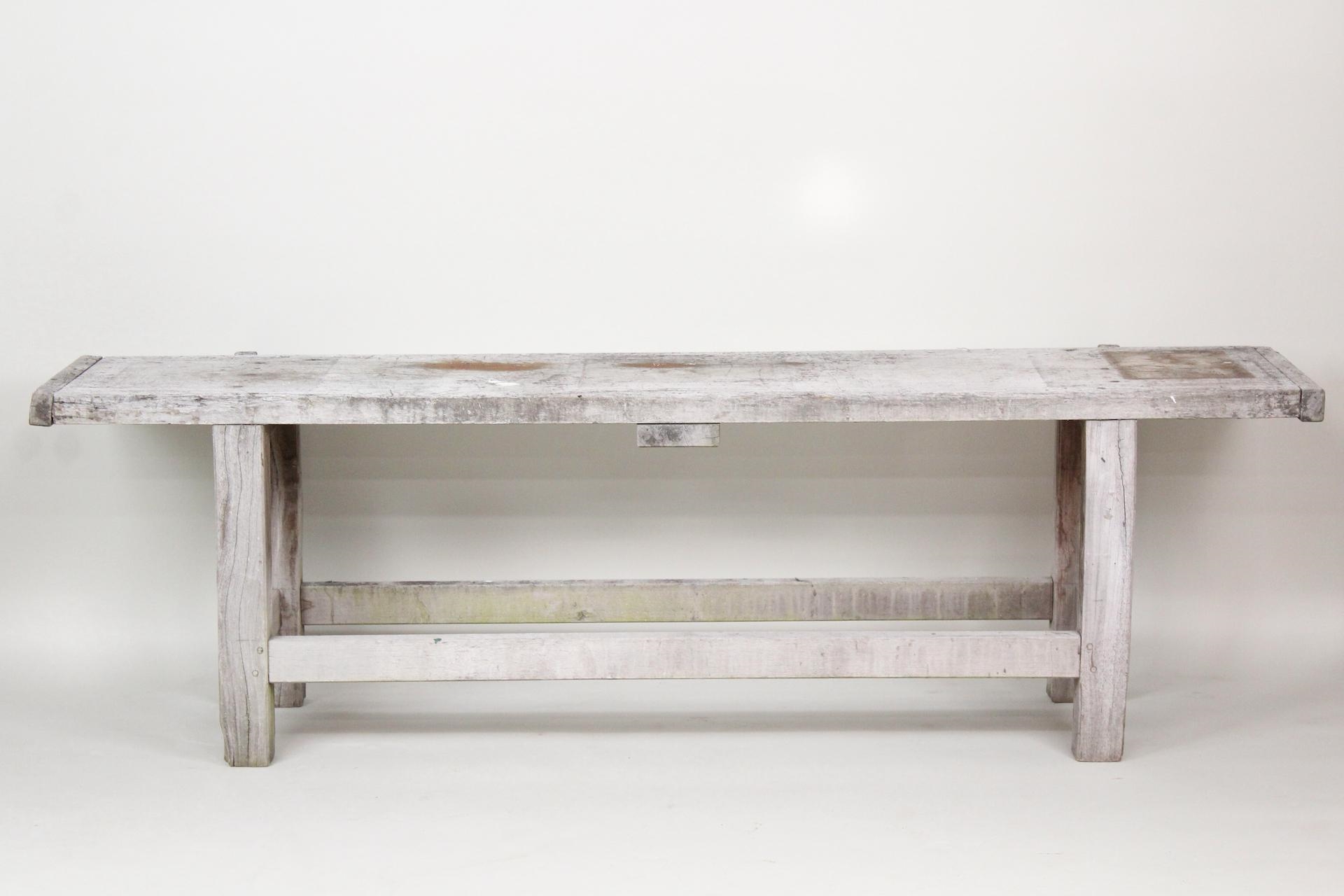 Large | Weathered Butcher Block Work Bench Potting Table | MutualArt