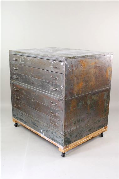 Large | Large Industrial Raw Metal Flat File Cabinet, Stacor | MutualArt