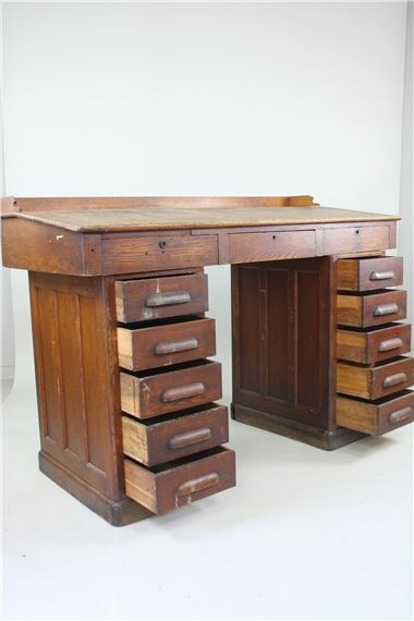 Little | Oak Multi-drawer Train Station Paymaster's Desk | MutualArt