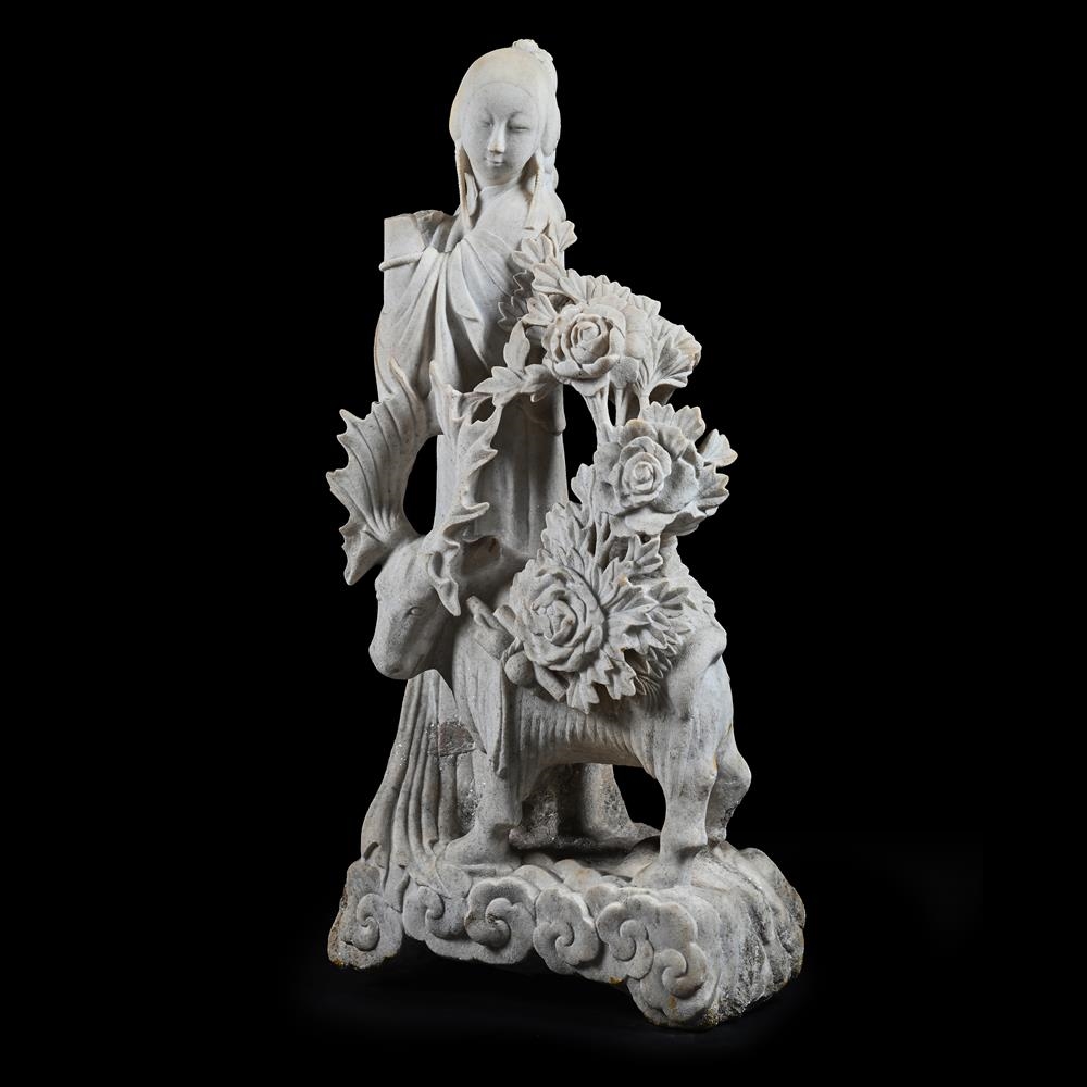 Above | A CARVED MARBLE FIGURE AND FALLOW DEER, LATE 19TH OR EARLY 20TH ...