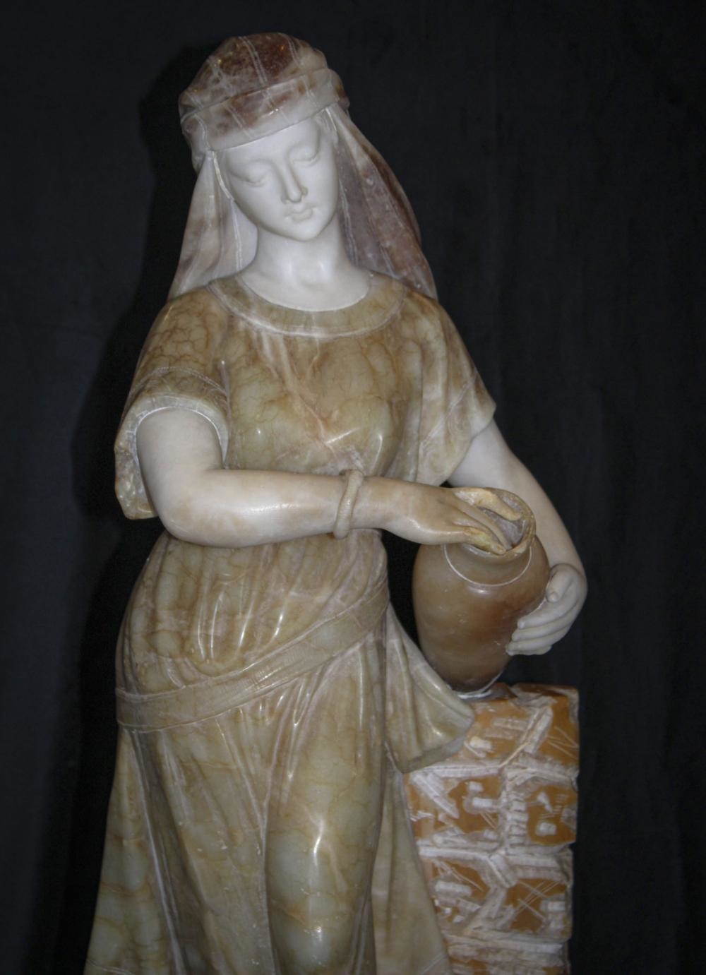 Gugliemo Pugi | Marble and onyx statue of a girl with amphora | MutualArt