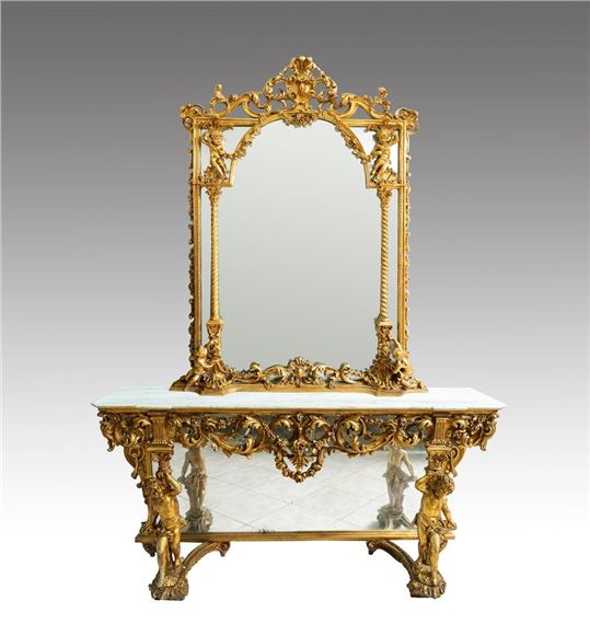 Pier Jacopo Alari Bonacolsi | Console with antique gilded mirror. 20th ...