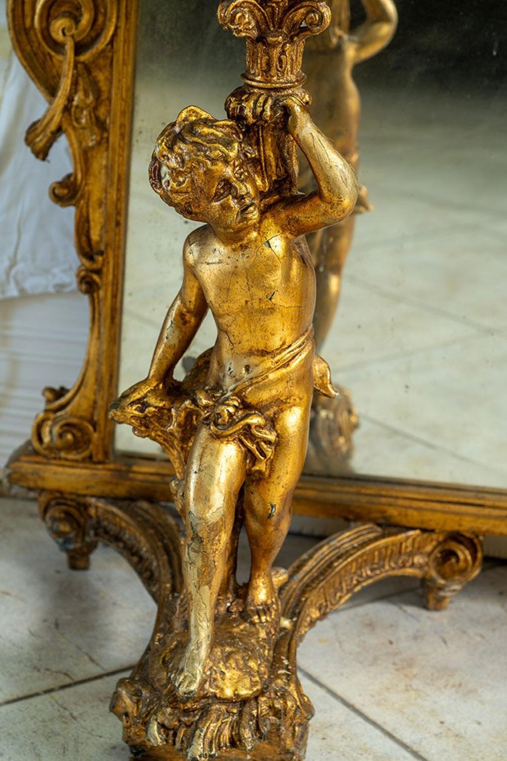Pier Jacopo Alari Bonacolsi | Console with antique gilded mirror. 20th ...
