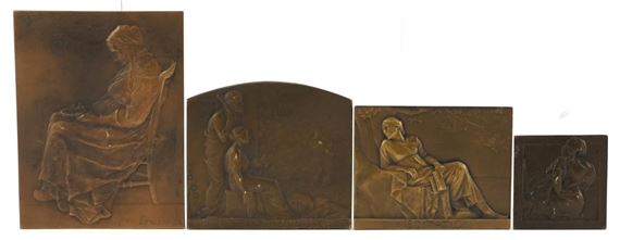 Henri Dropsy | 1969) four Art Nouveau bronze relief moulded plaques ...