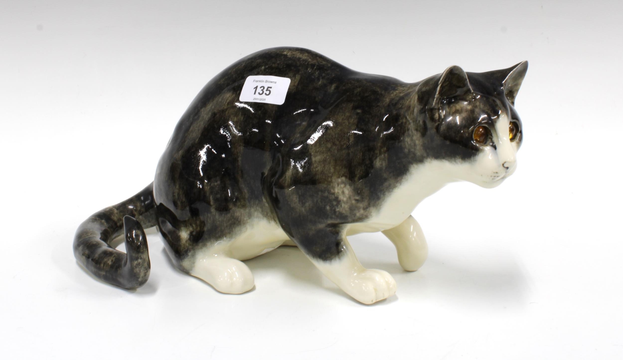 Mike Hinton | Mike Hinton crouching cat figure with glass eyes | MutualArt