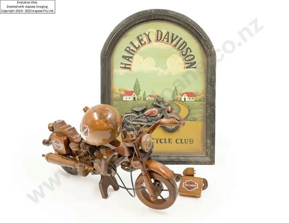 Harley | Wooden Harley Davidson Model together with Relief Moulded Sign ...