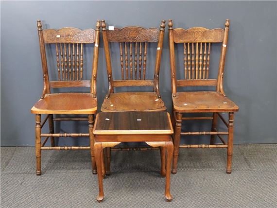Royston Hopson | THREE MATCHING COLUMN BACK CARVED TIMBER DINING CHAIRS ...