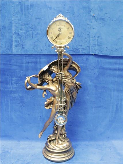 E C Wadlow | LARGE DECORATOR GOLD TONE CLOCK STATUE | MutualArt