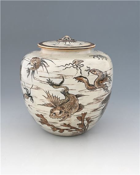Walter & Edwin Martin | an Aquatic stoneware vase and cover (1896 ...
