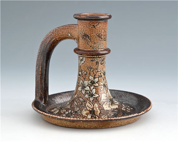 Edwin Martin | a stoneware wildflower chamberstick (1891) | MutualArt