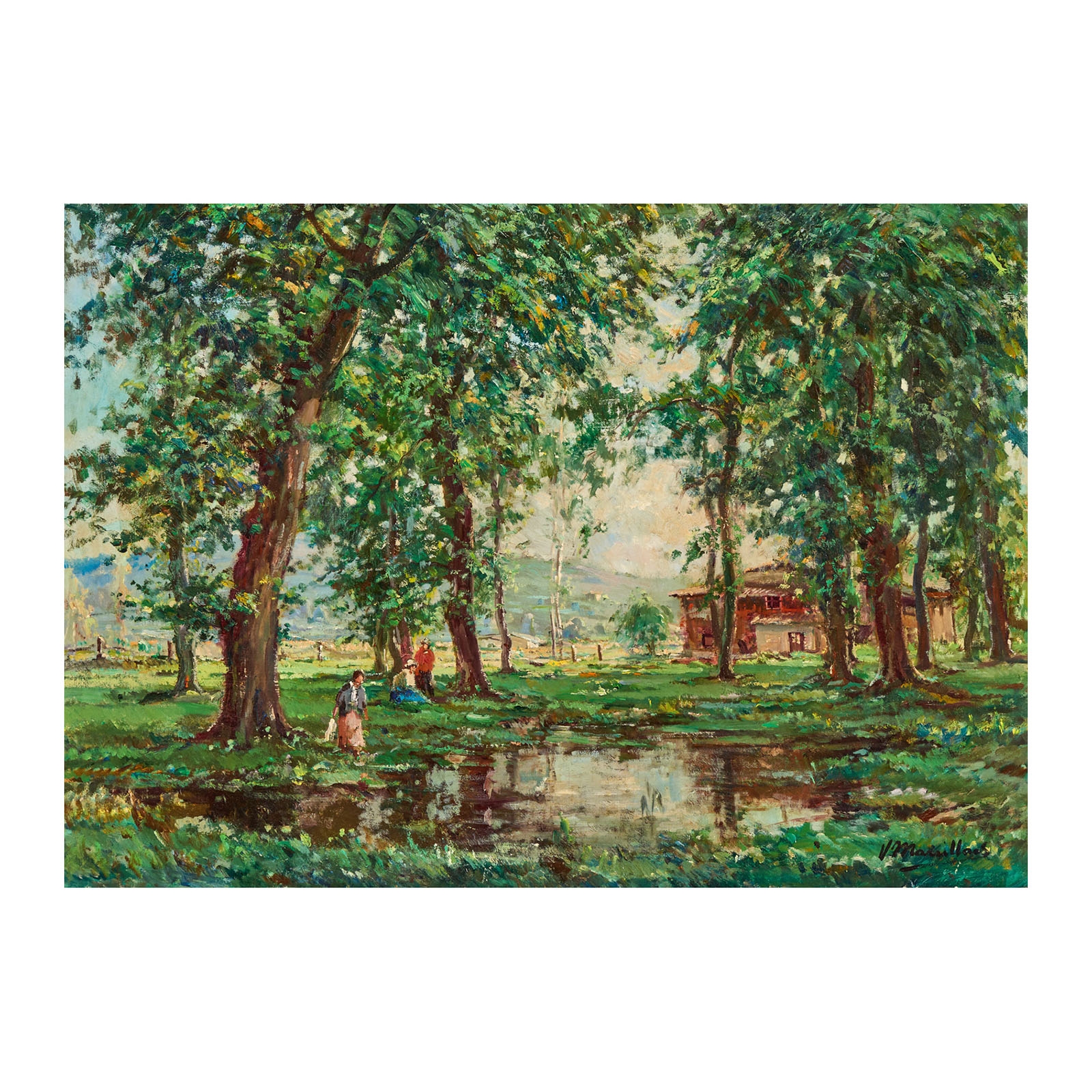 Joaquim Marsillach Codony | Paisaje fluvial con masia | MutualArt