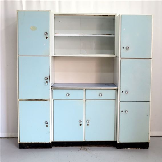 Large | LARGE VINTAGE METAL KITCHEN CABINET | MutualArt