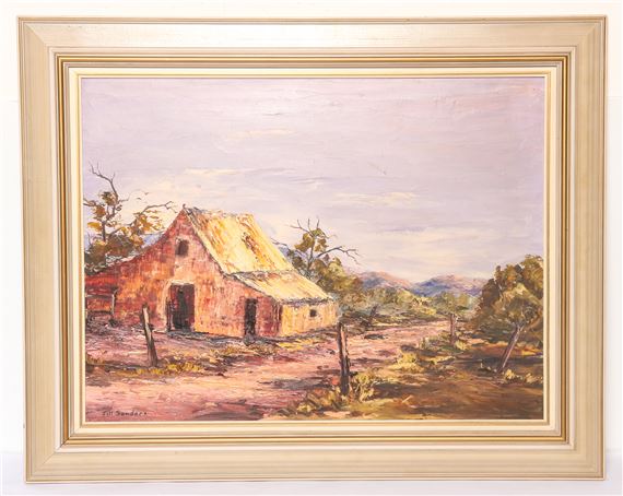 Jill Sanders | rural Australian landscape with farm building | MutualArt