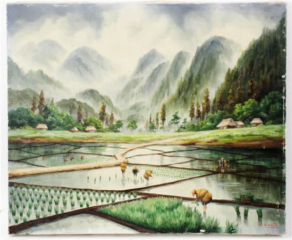 Saito | Japanese Saito Rice Fields, Oil on Canvas | MutualArt