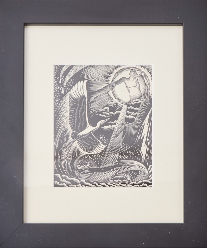 E. Mervyn Taylor | Te Kotuku Rerenga Tahi Woodcut 1953 (1953) | MutualArt