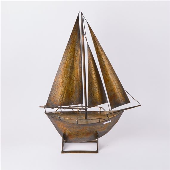 Large | A Large Metal Boat On Stand | MutualArt