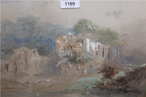 E. Moore | view at Easby Abbey (19th Century) | MutualArt