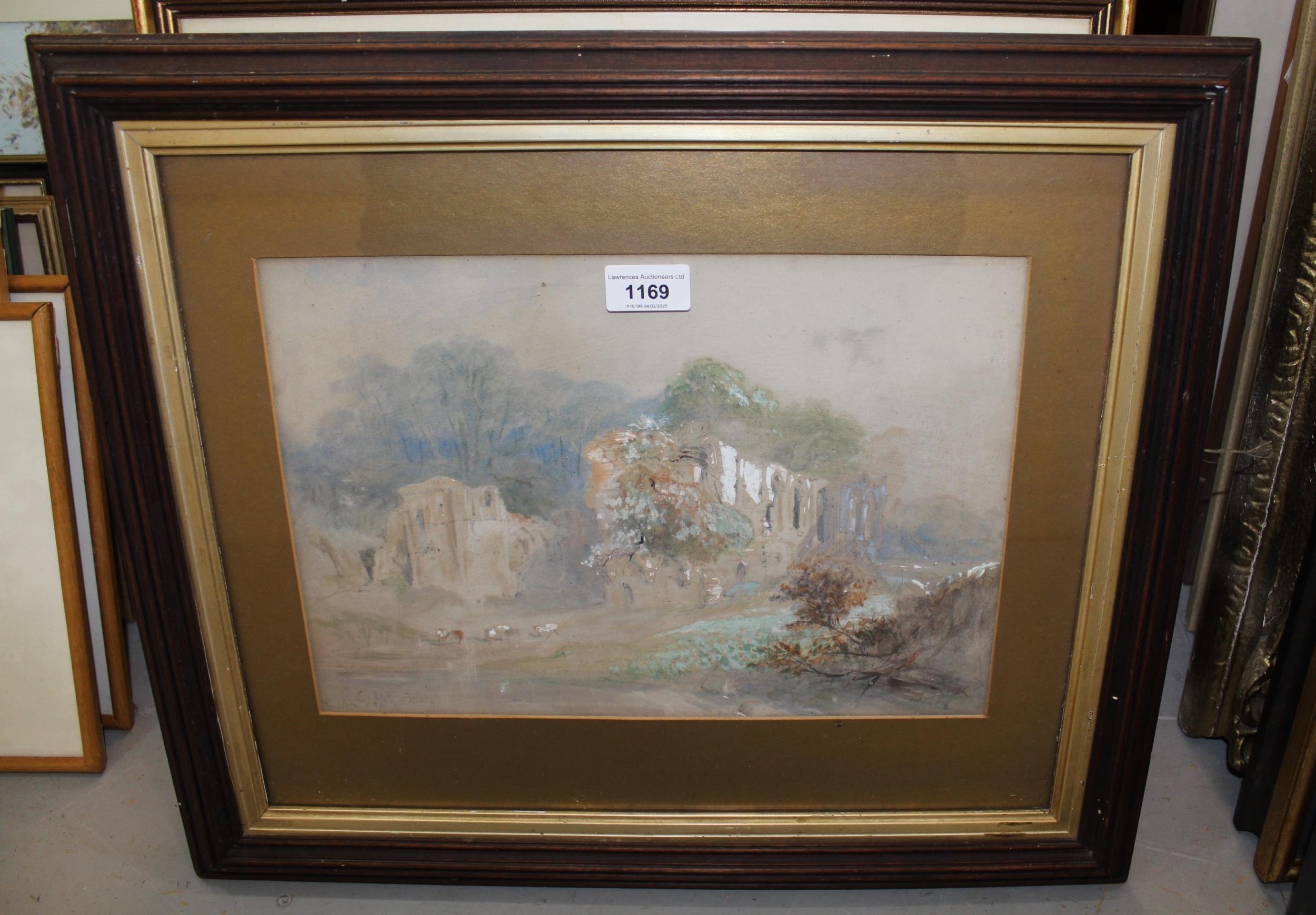 E. Moore | view at Easby Abbey (19th Century) | MutualArt