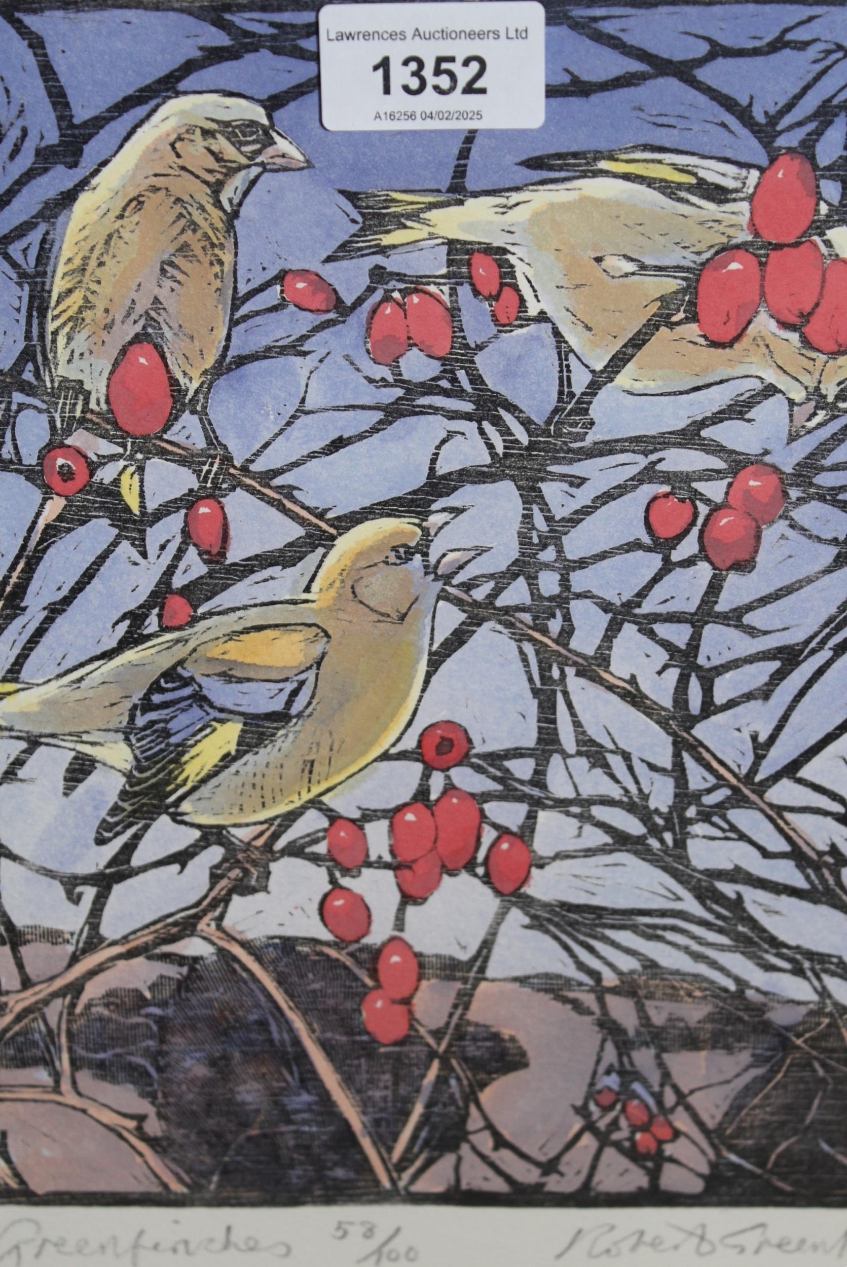 Robert Greenhalf | pair of Limited Edition prints of goldfinches and ...