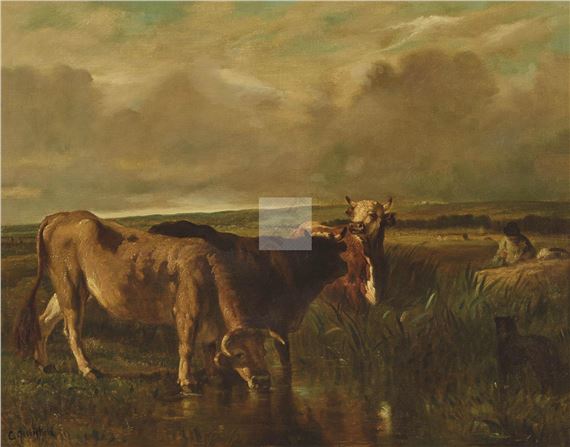 Clément‏ Quinton | Vaches s’abreuvant (1879) | MutualArt