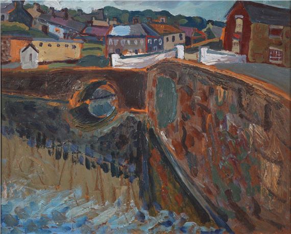 Frith Frank Milward | A canal scene with a bridge & buildings beyond ...