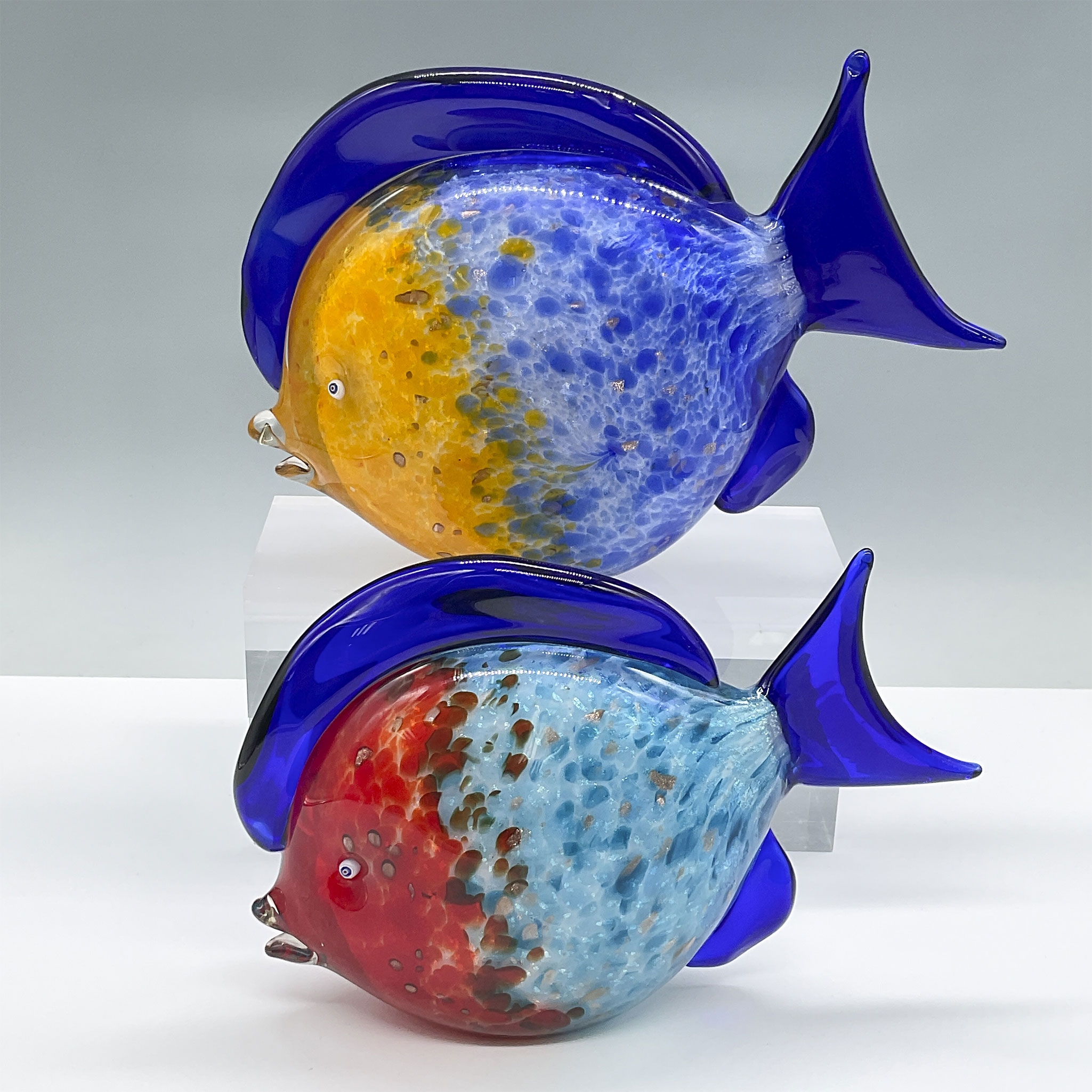 Franco Moretti | 2pc Franco Moretti Signed Murano Glass Fish | MutualArt