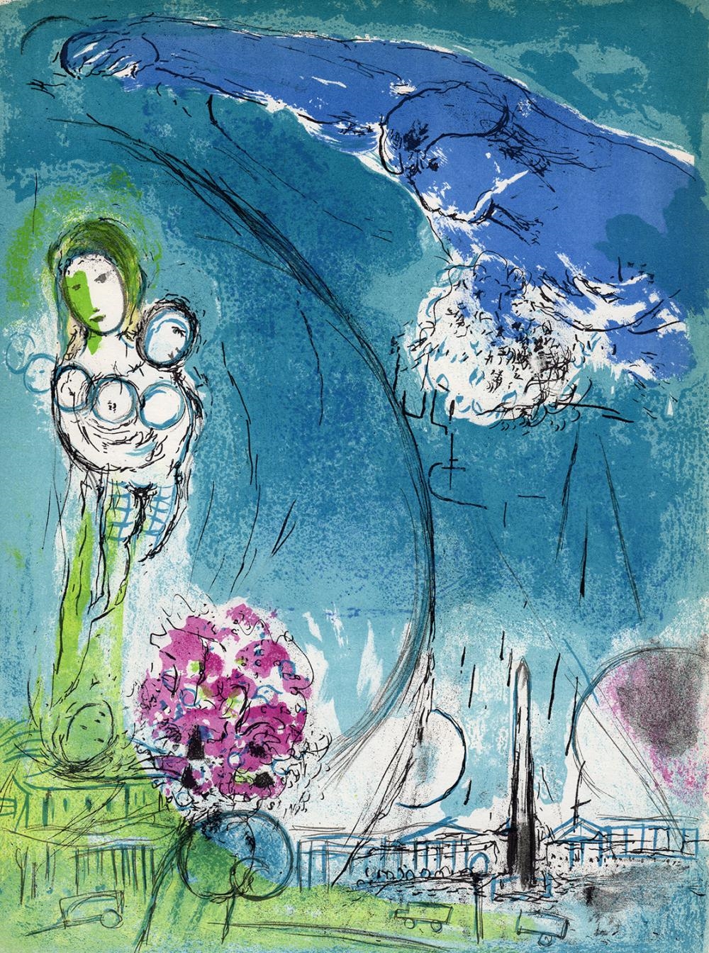 Marc Chagall | Marc Chagall Original Lithograph Place de la Concorde ...