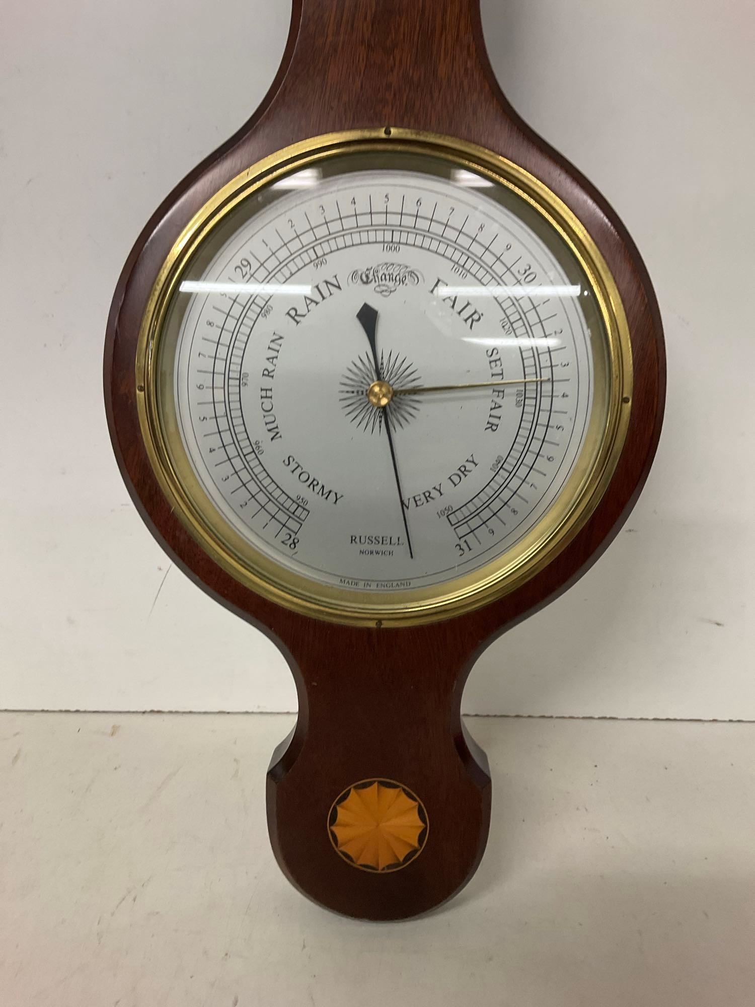 STEEL | RUSSELLS OF NORWICH GEORGIAN STYLE MAHOGANY BAROMETER | MutualArt