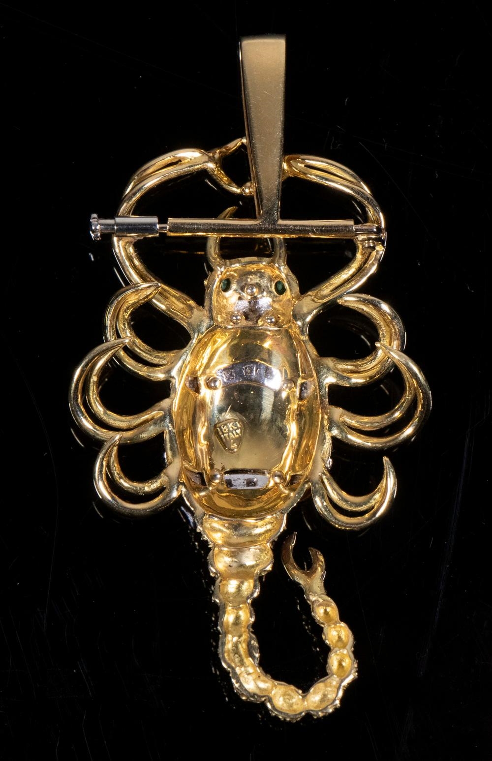 Diamond | ITALIAN ENAMEL & DIAMOND SCORPION PENDANT BROOCH | MutualArt