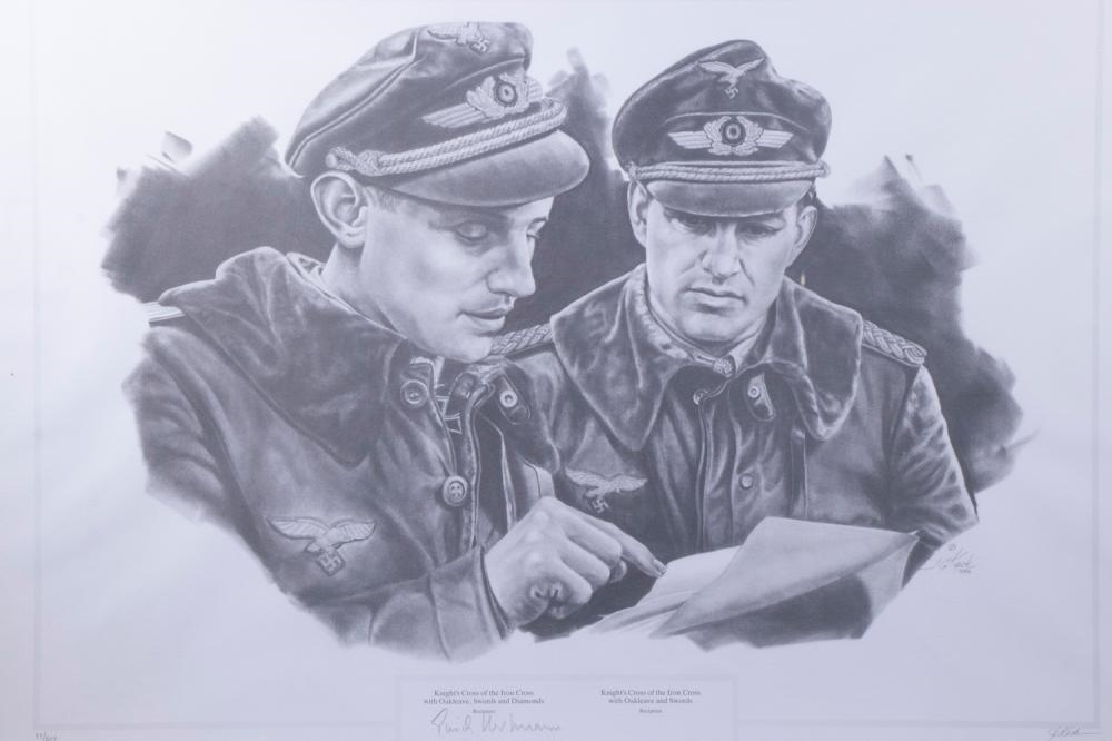 Eric Hoffman | SIGNED PORTRAIT WWII GERMAN AIR ACE HARTMANN (1988) | MutualArt