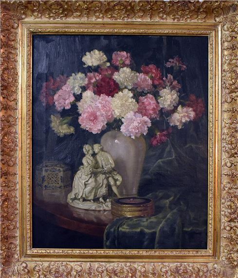 Karl Thoma-Höfele | Nelkenstrauß mit Porzellangruppe | MutualArt