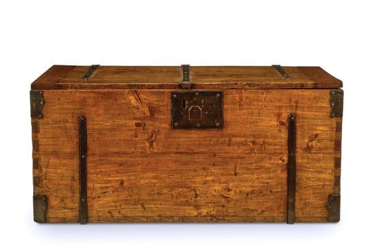 Large | AN IRON-BOUND PINE COFFER OF LARGE SIZE, ITALIAN, 19TH CENTURY ...