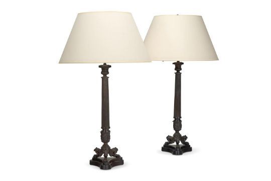 Large | A PAIR OF BRONZE COLUMN LAMPS OF LARGE SIZE, LATE 20TH CENTURY ...