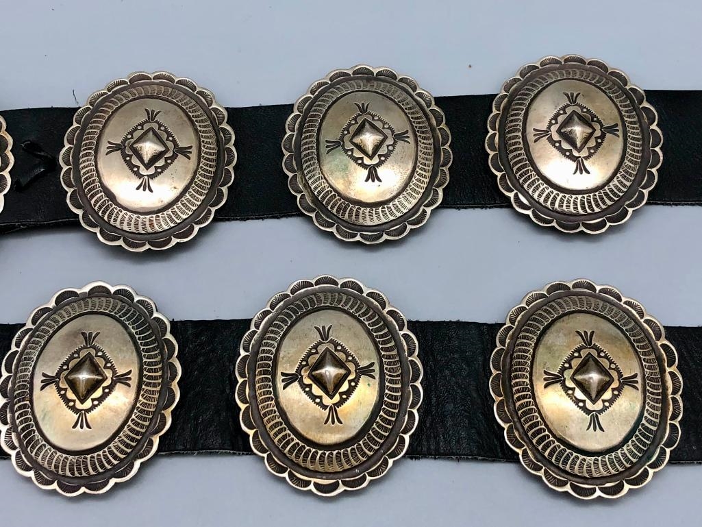 Peter & Ann Bateman | Sterling Silver Concho Belt With Nice Turquoise ...