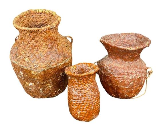 Apache | Three Vintage Apache Tus Baskets (1800s) | MutualArt