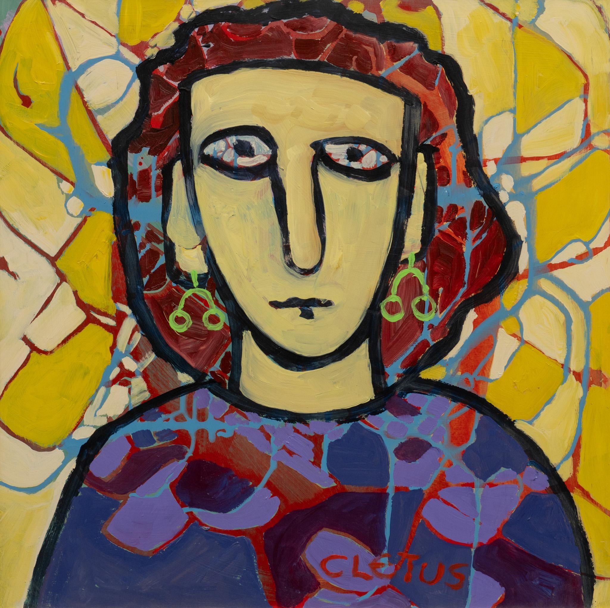 Brother Cletus Behlmann | Portrait with Green Earrings | MutualArt