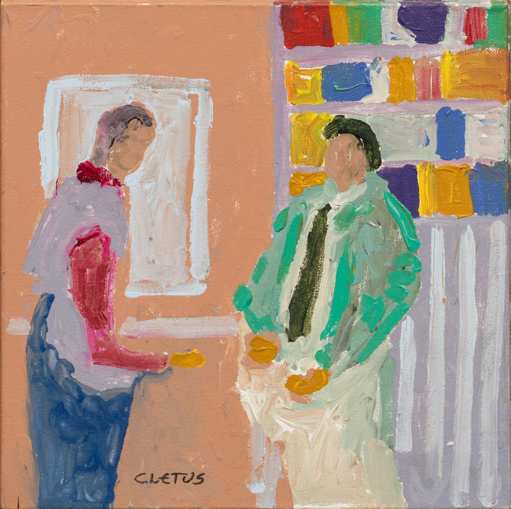 Brother Cletus Behlmann | Two Men in Interior | MutualArt