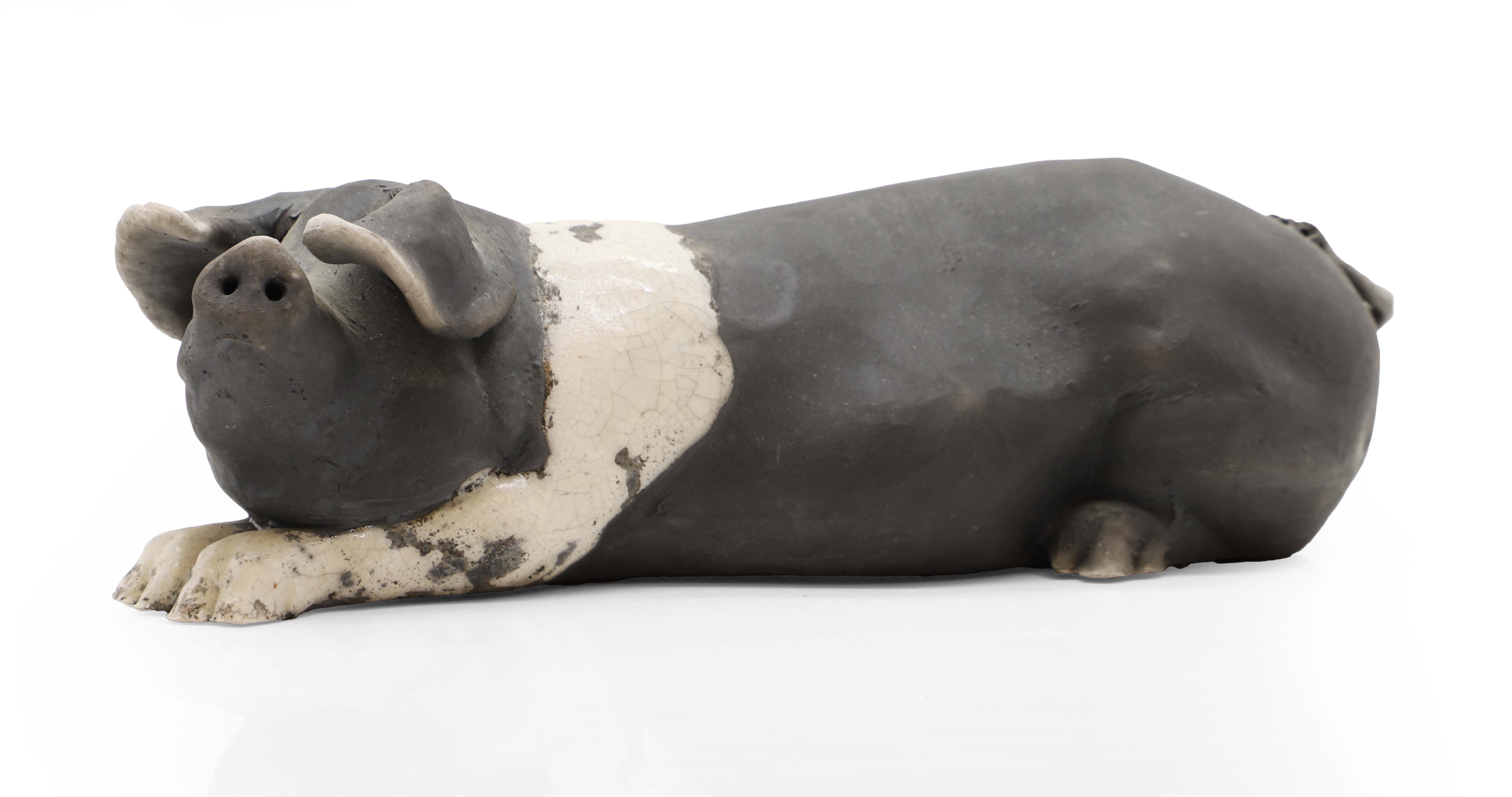 Lawson Rudge | a raku pottery model of a saddleback pig signed | MutualArt