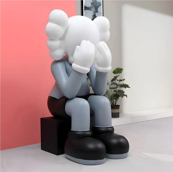 KAWS | Soft Grey Iconify Sitting Sculpture | MutualArt