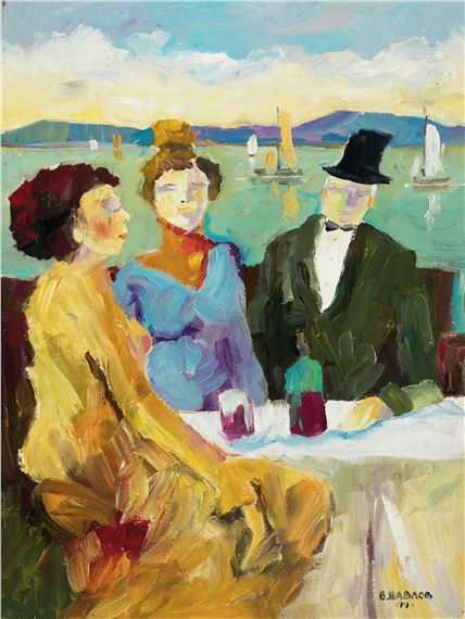 Boris Pavlov | At the Cafe on the Beach of St. Tropez | MutualArt