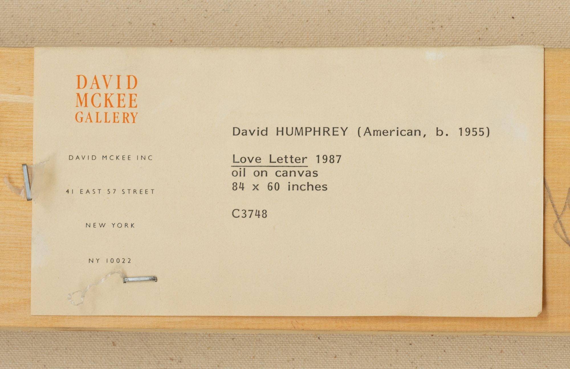 David Aiken Humphrey | Love Letter (1987) | MutualArt