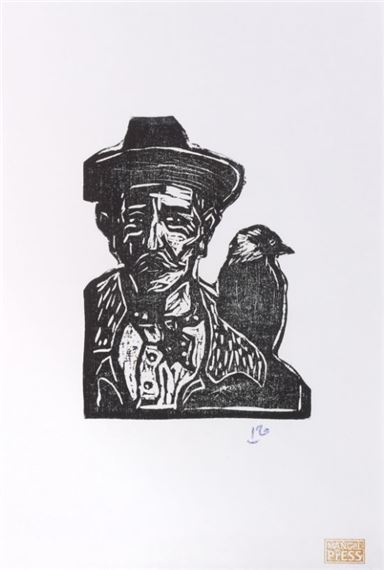 Billy Childish | Self Portrait with a Crow | MutualArt