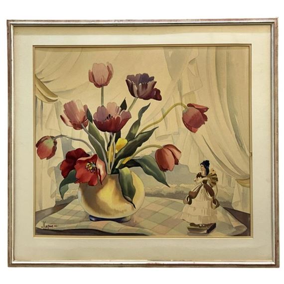 Ruben Kupur | Signed Ruben Kupur Floral Still Life Watercolor | MutualArt