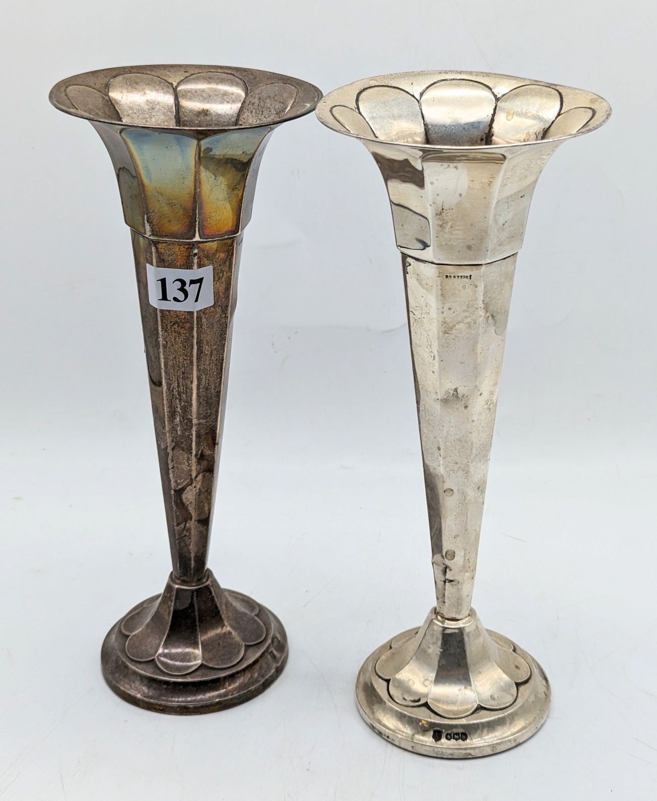 Peter & Ann Bateman | ART DECO STERLING SILVER TRUMPET VASES (1911 ...