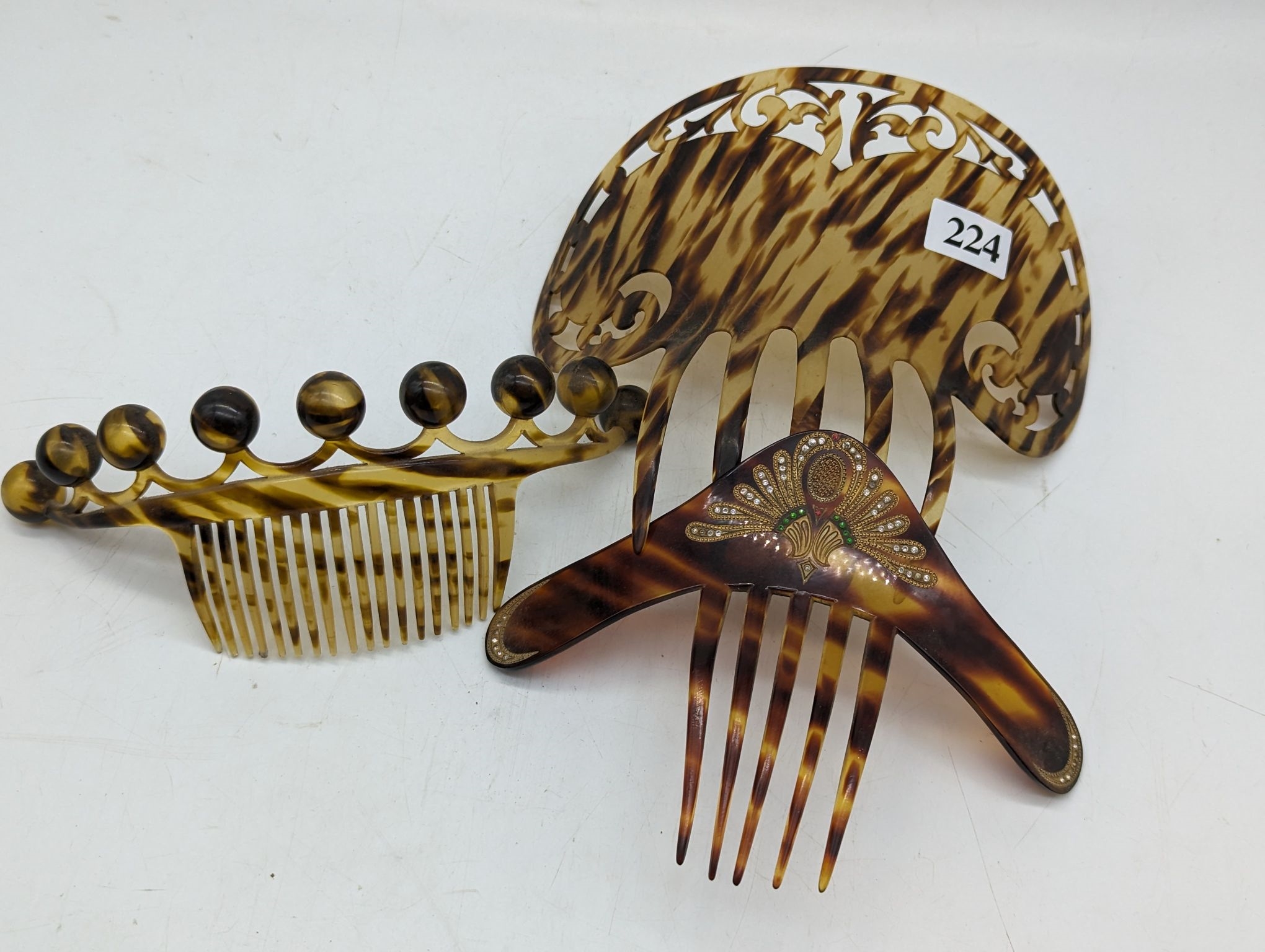 Three | ANTIQUE TORTOISESHELL HAIR COMBS | MutualArt
