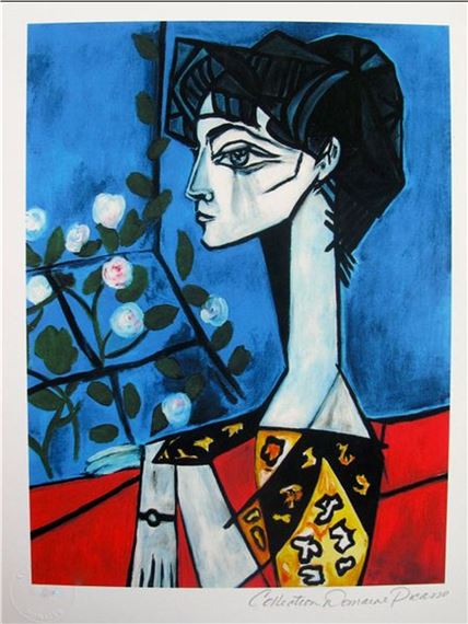 Pablo Picasso | Pablo Picasso Jacqueline Roque With Flowers Giclee ...