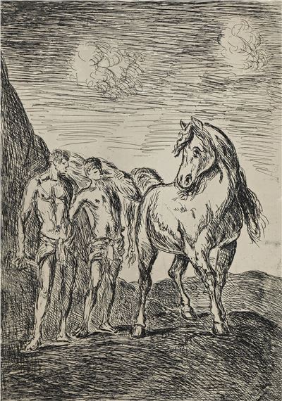 Giorgio de Chirico | Due figure con cavallo | MutualArt