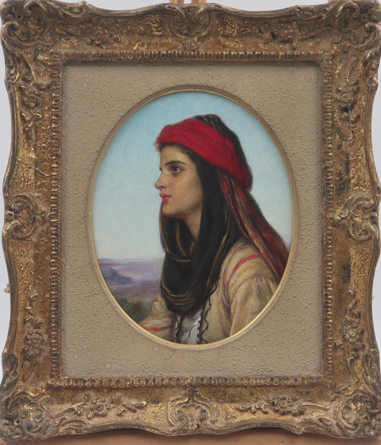 William Gale | Eastern Girl's Profile, attributed by label verso (un ...