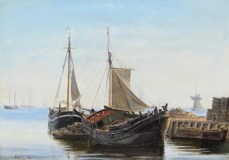 Christian Blache | Harbour scene with ships (1861) | MutualArt